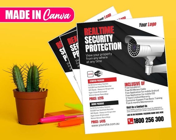 CCTV Camera Flyer DIY Canva Cctv Camera Flyer Template 2022 - Etsy