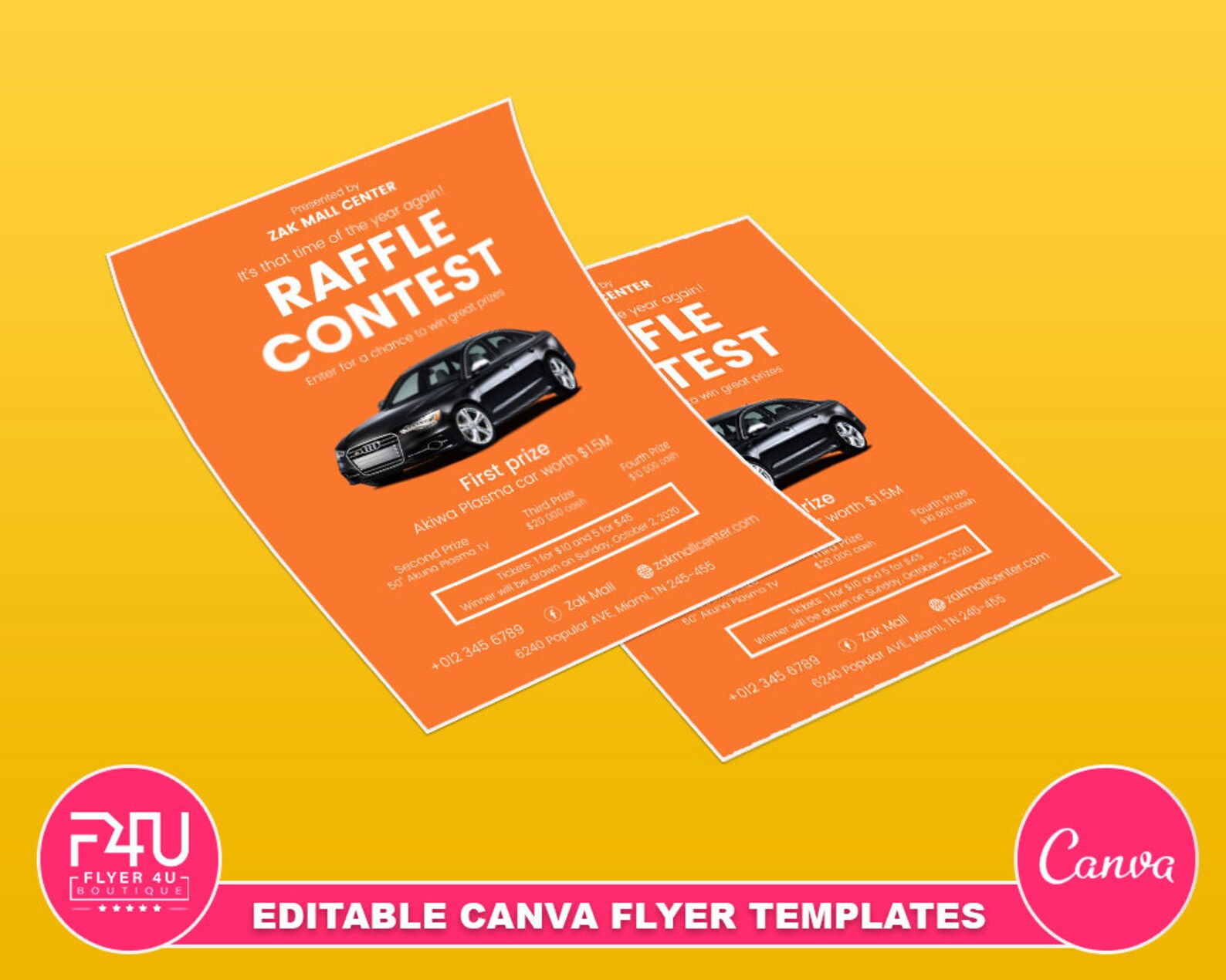 Raffle Flyer, DIY Canva Raffle Flyer Template 2022, Editable Canva US ...