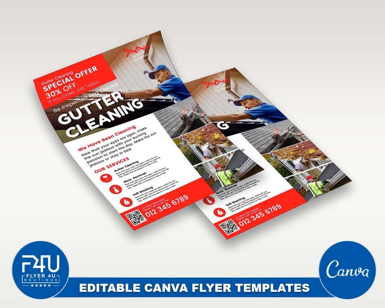 Gutter Cleaning Flyer, DIY Canva Gutter Cleaning Flyer Template 2022 ...