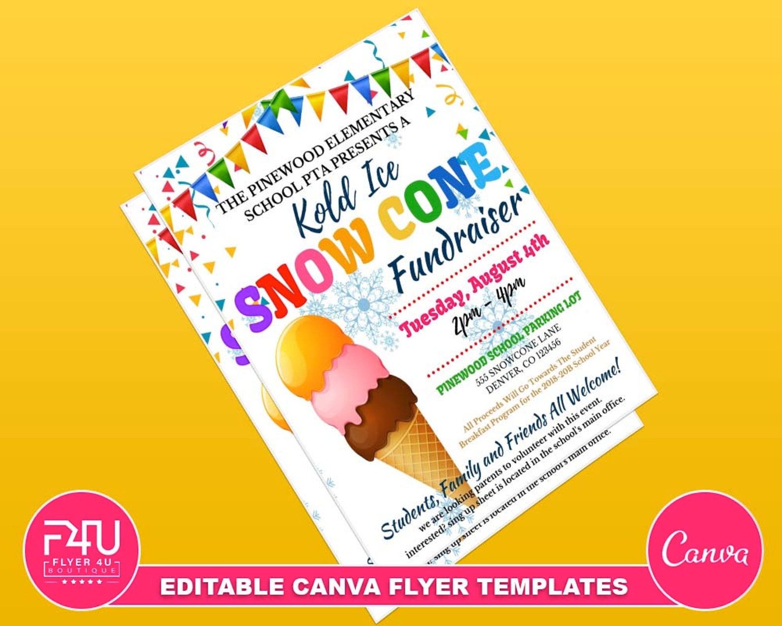 Snow Cone Flyers DIY Canva Snow Cone Flyers Editable Canva - Etsy