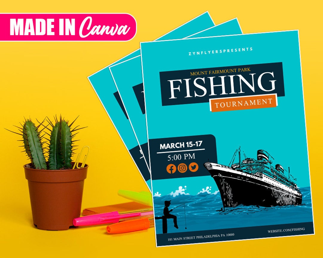 Sport Fishing Charter Boat Flyer, DIY Canva Sport Fishing Charter Boat ...