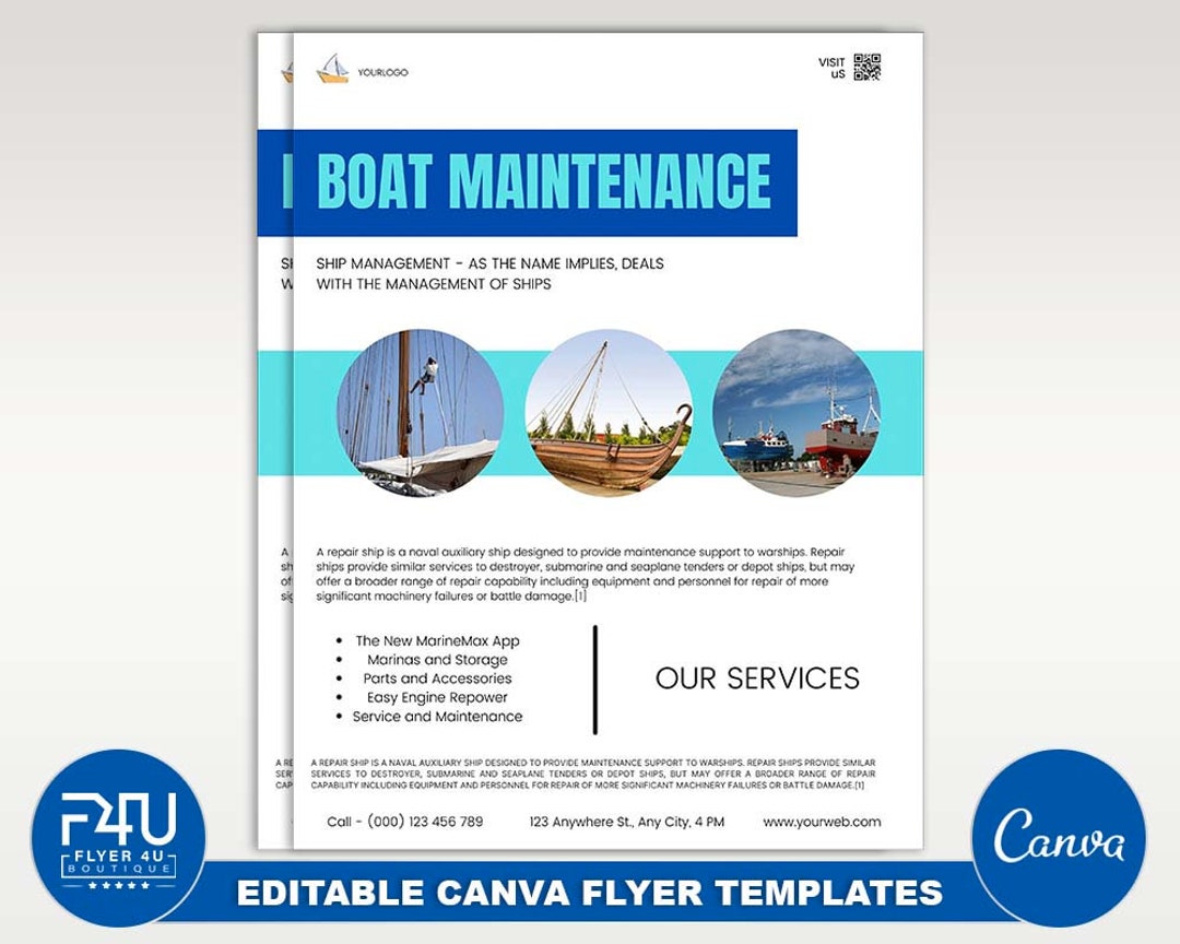 Boat Maintenance Flyer DIY Canva Boat Maintenance Flyer - Etsy
