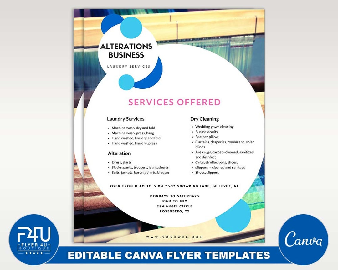 Alterations Seamstress Business Flyer DIY Canva Alterations - Etsy