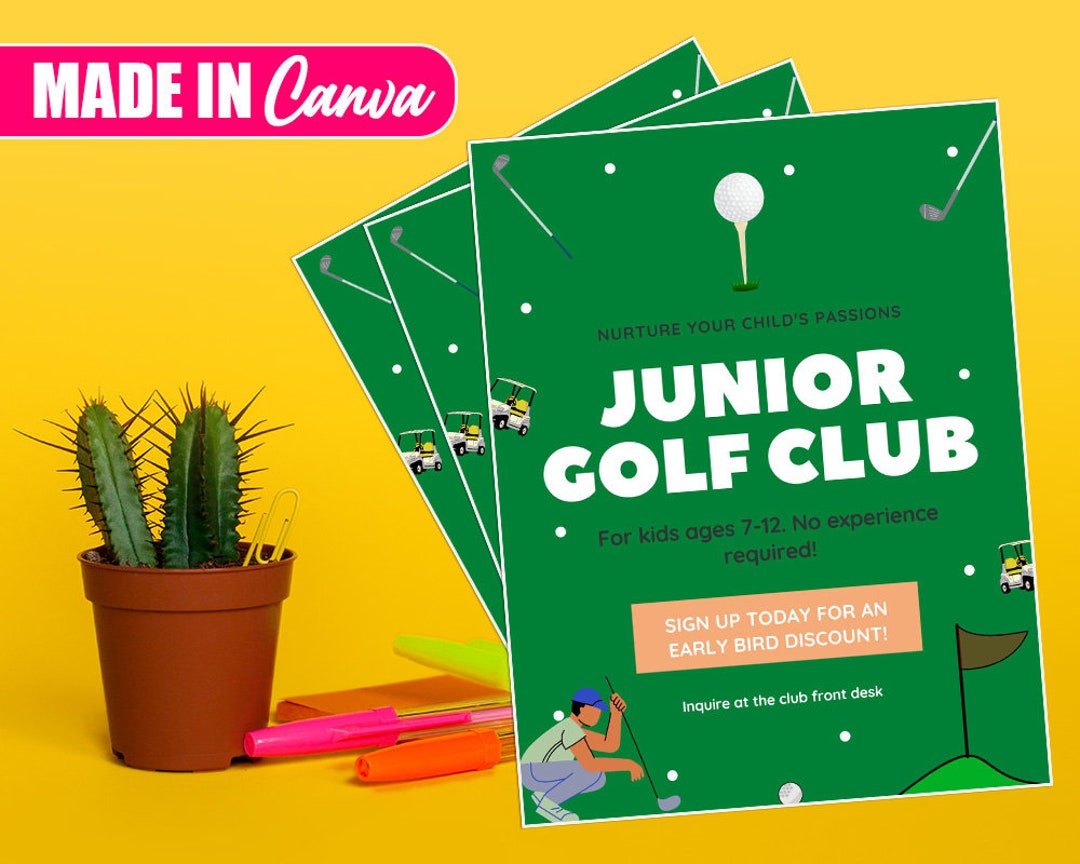 Junior Golf Academy Flyer, DIY Canva Junior Golf Academy Templates ...