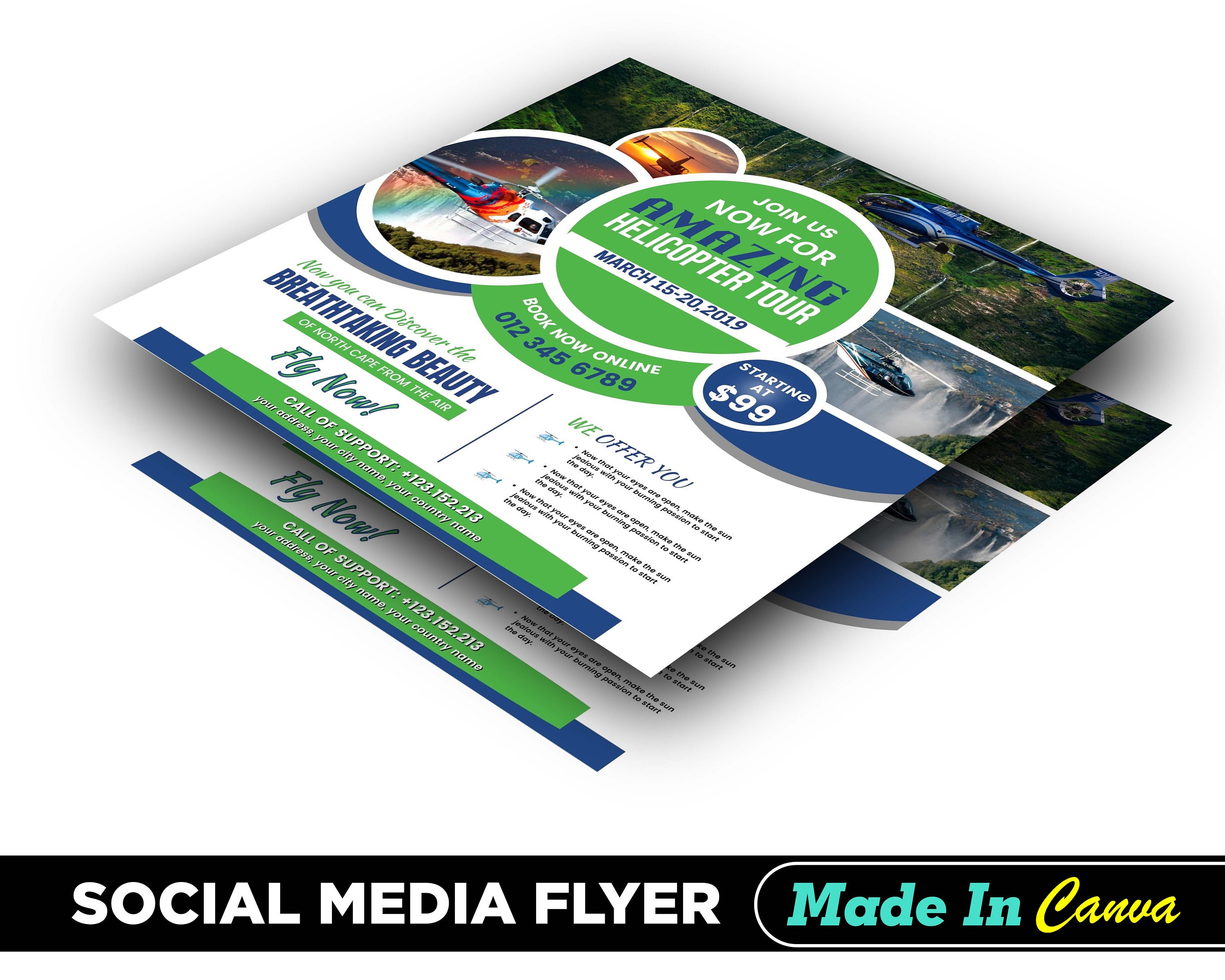 Helicopter Ride Flyer DIY Canva Helicopter Ride Flyer - Etsy