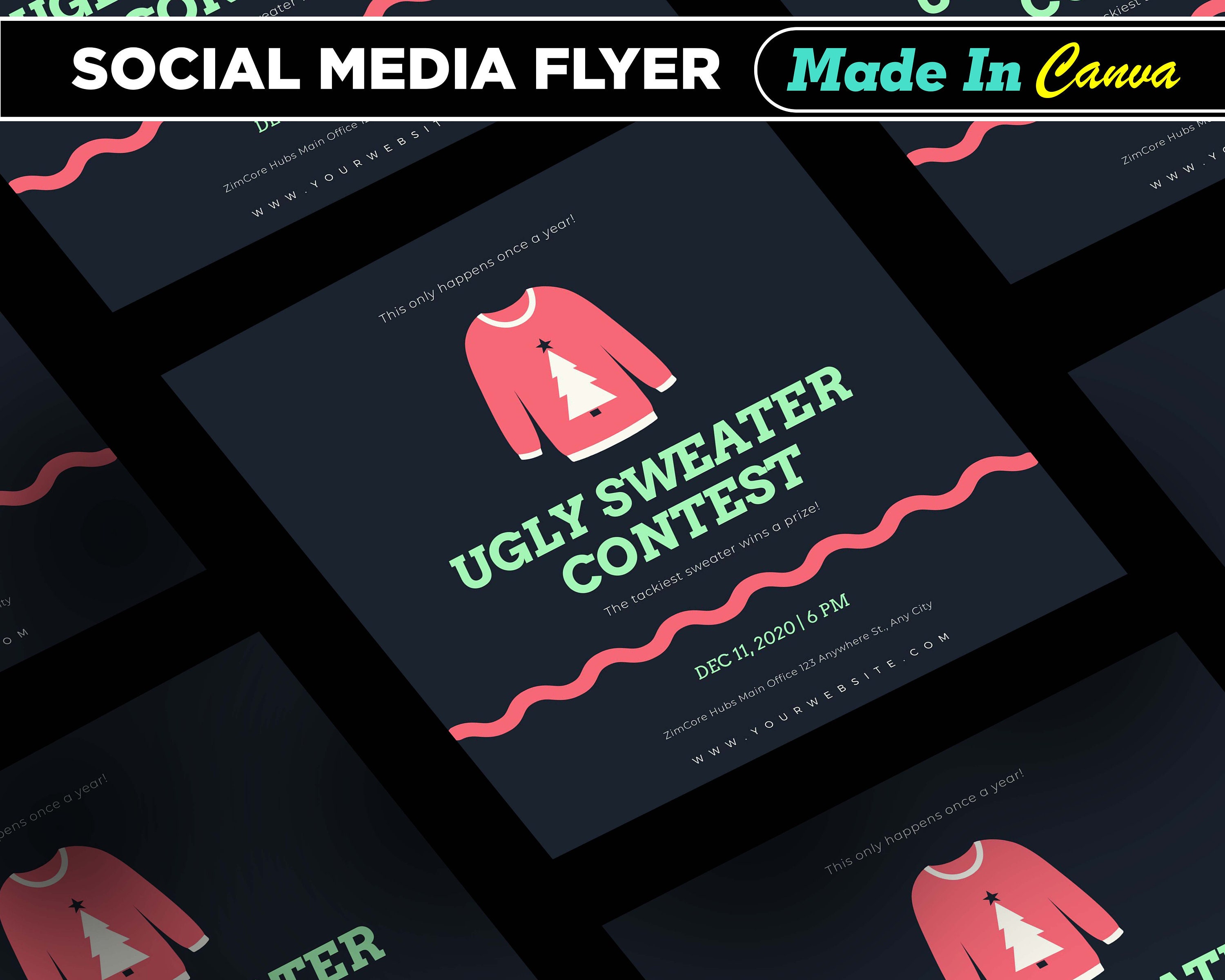 Ugly Sweater Contest Flyer, DIY Canva Ugly Sweater Contest Flyer ...