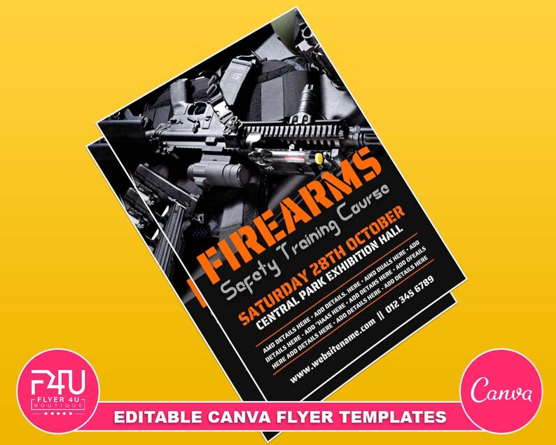 Firearms Training Flyer, DIY Canva Firearms Training Flyer, Editable ...
