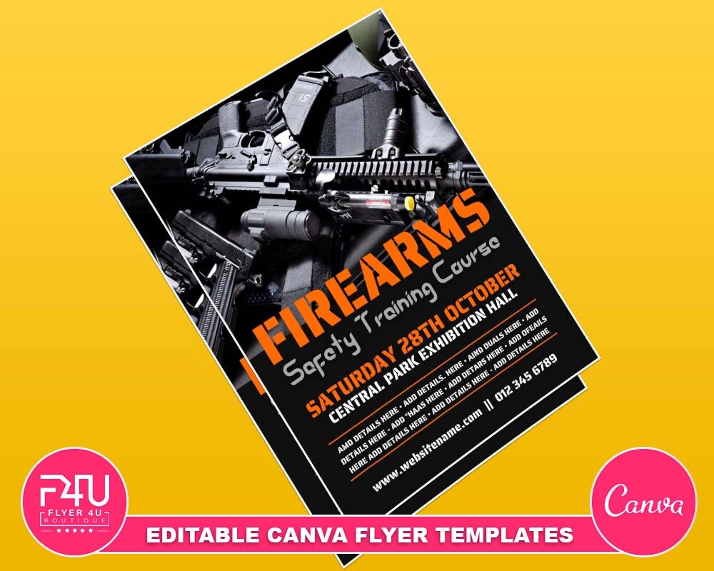 Firearms Training Flyer, DIY Canva Firearms Training Flyer, Editable ...