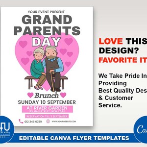 Grandparents Day Flyer, DIY Canva Grandparents Day Flyer Template 2022 ...