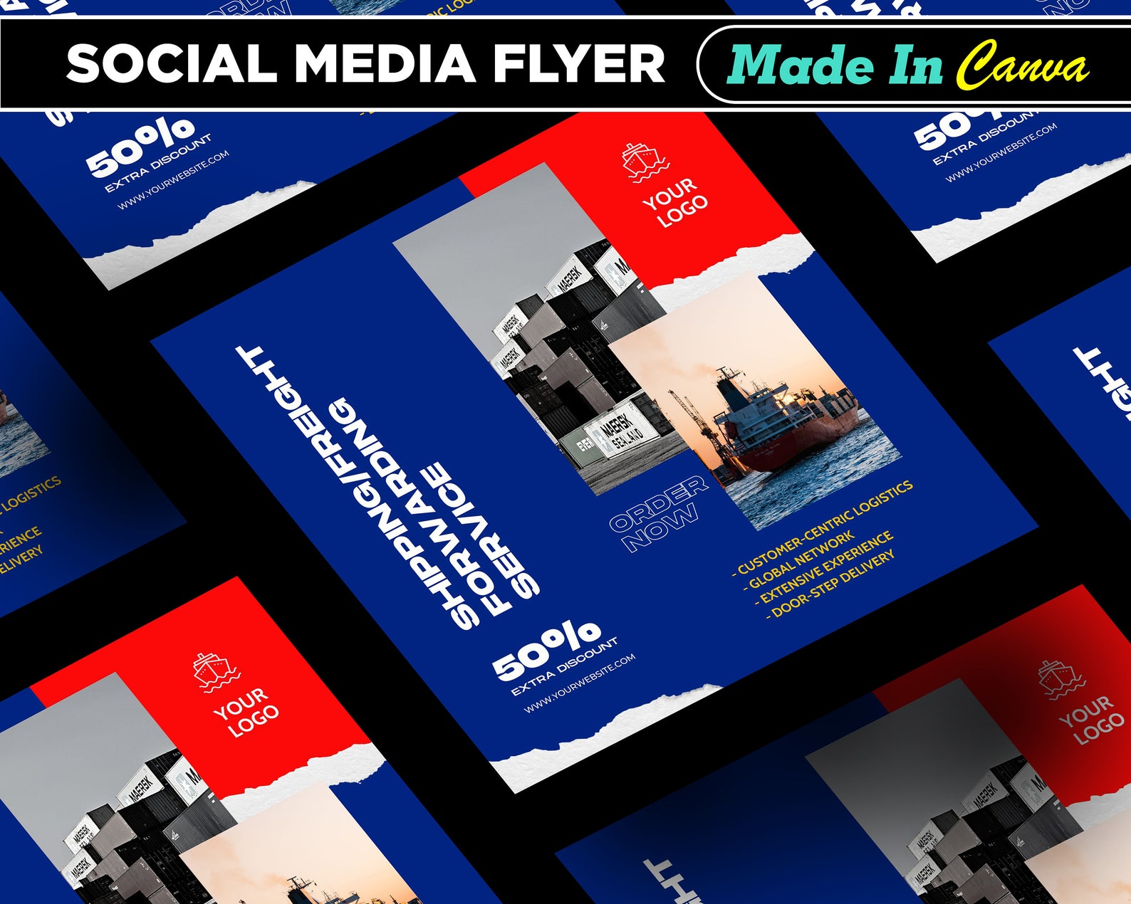 Shipping Freight Forwarding Flyer, DIY Canva Shipping Freight ...