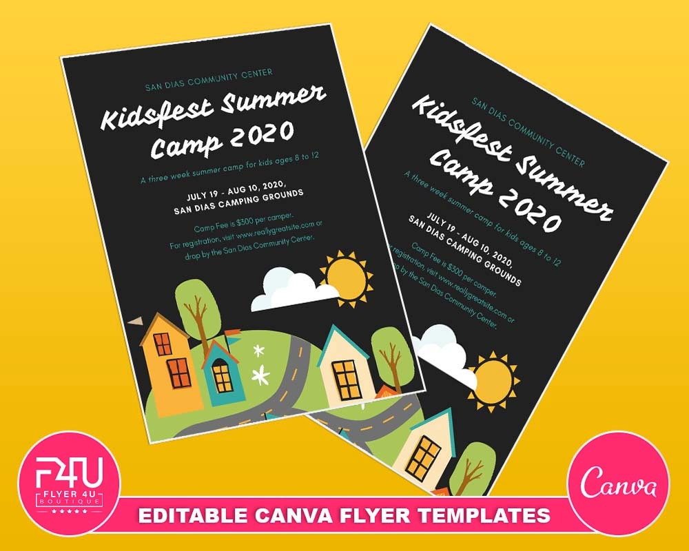Kids Summer Camp Flyer, DIY Canva Kids Summer Camp Templates, Editable ...