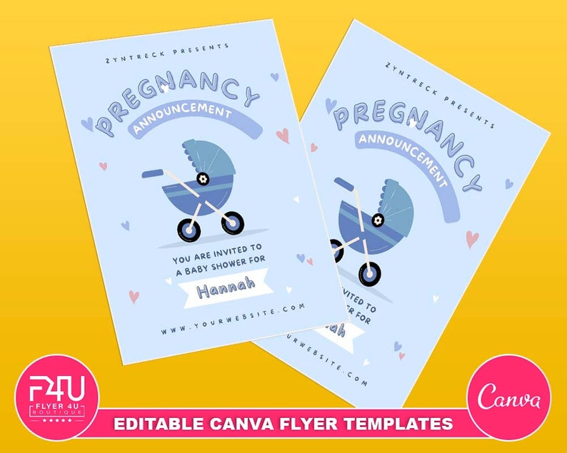 Pregnancy Announcement Flyer DIY Canva Pregnancy - Etsy