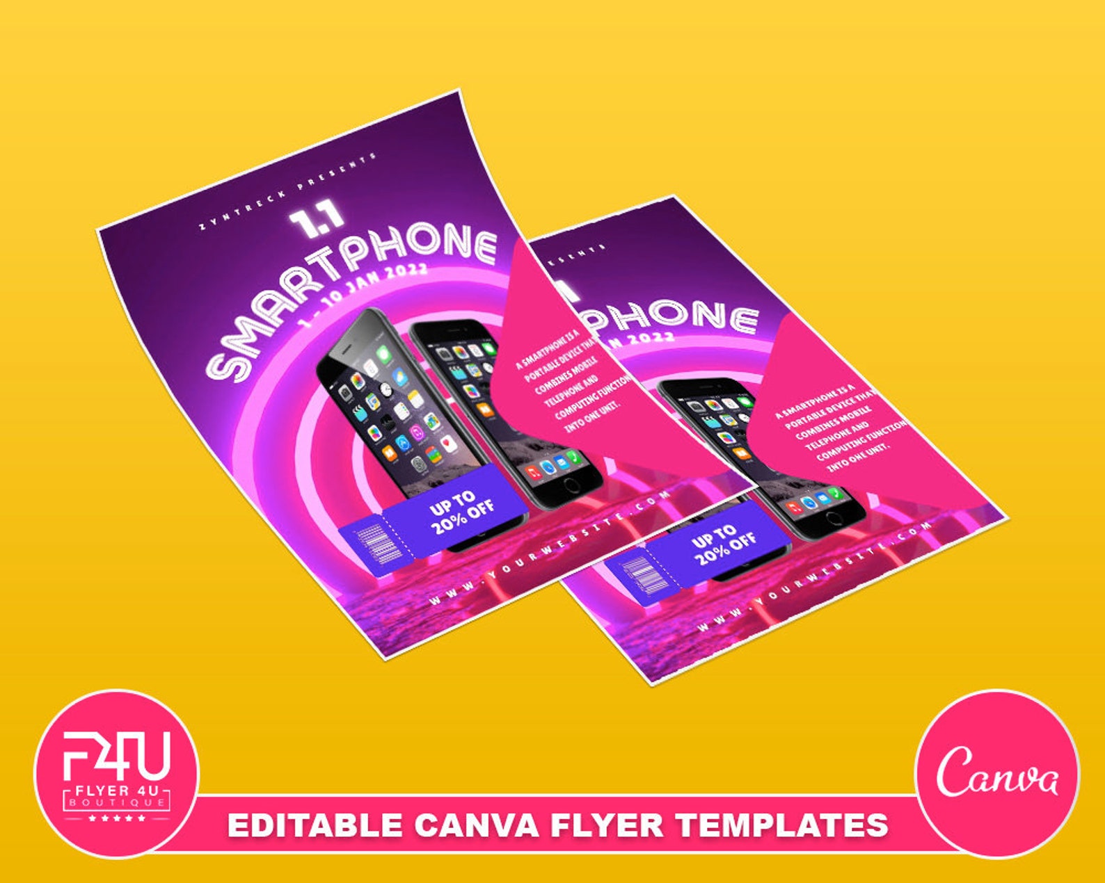 Smartphone Flyer, DIY Canva Smartphone Flyer Template 2022, Editable US ...