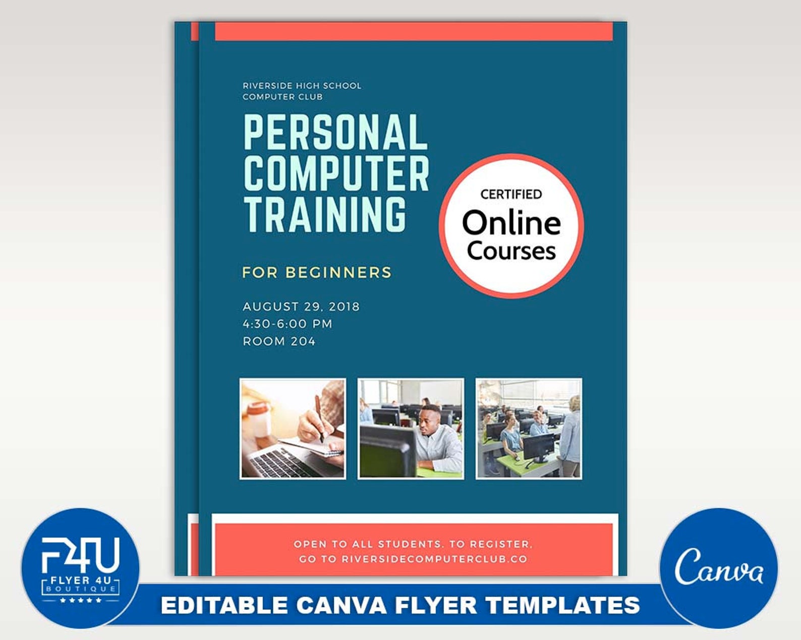 Personal Computer Training Flyer DIY Canva Personal Computer | Etsy
