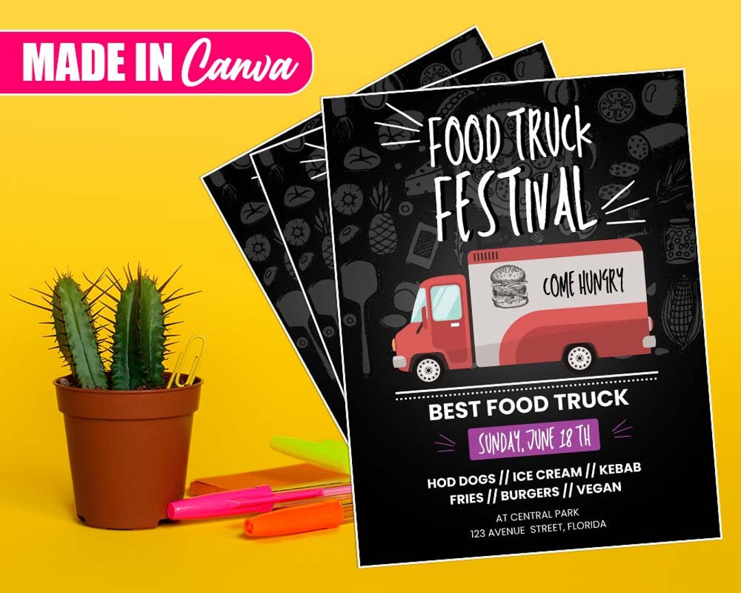 Food Truck Festival Flyer, DIY Canva Food Truck Festival Flyer ...