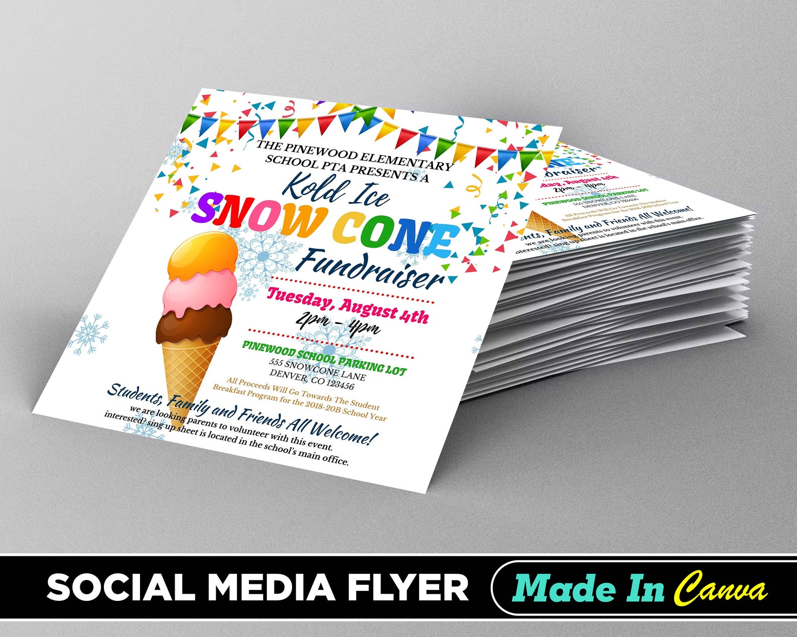 Snow Cone Flyer, DIY Canva Snow Cone Flyer Template 2022, Editable ...
