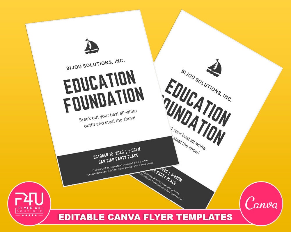 Education Foundation Flyer DIY Canva Education Foundation - Etsy