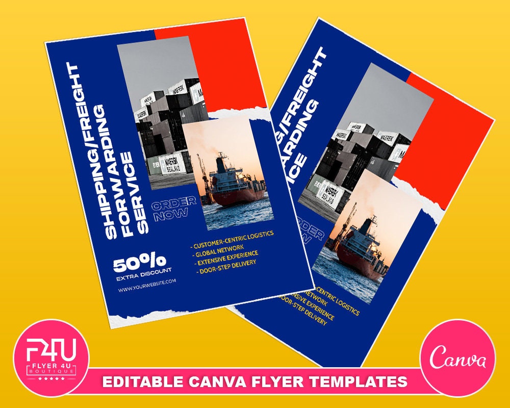 Shipping Freight Forwarding Flyer, DIY Canva Shipping Freight ...