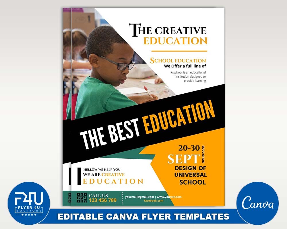 School Flyer, DIY Canva School Flyer Template 2022, Editable Canva US ...