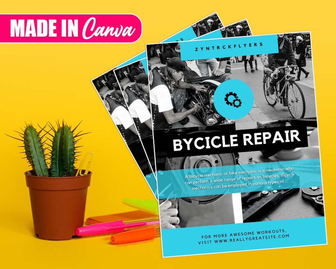 Bicycle Repair Flyer, DIY Canva Bicycle Repair Flyer Template 2022 ...