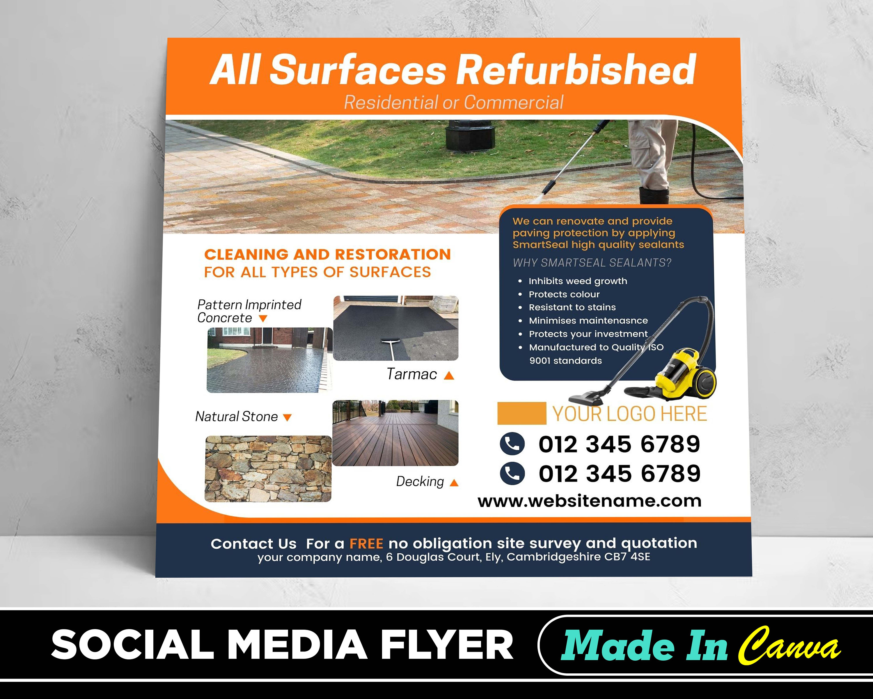 Driveway Cleaning Flyer, DIY Canva Driveway Cleaning Flyer Template ...