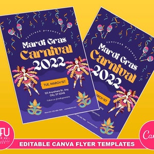 Neon Mardi Gras Flyer, DIY Canva Neon Mardi Gras Flyer Template ...