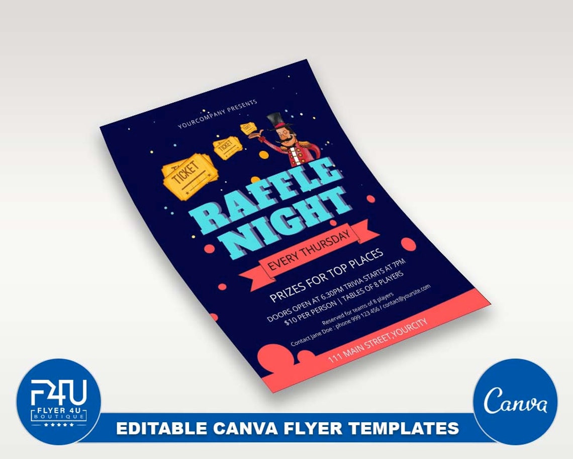 Raffle Flyer DIY Canva Raffle Flyer Template 2022 Editable - Etsy