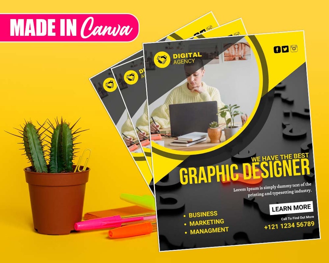 Graphic Design Flyer, DIY Canva Graphic Design Flyer Template 2022 ...