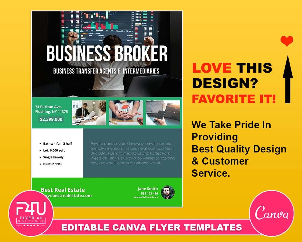 Business Broker Flyer DIY Canva Business Broker Flyer - Etsy
