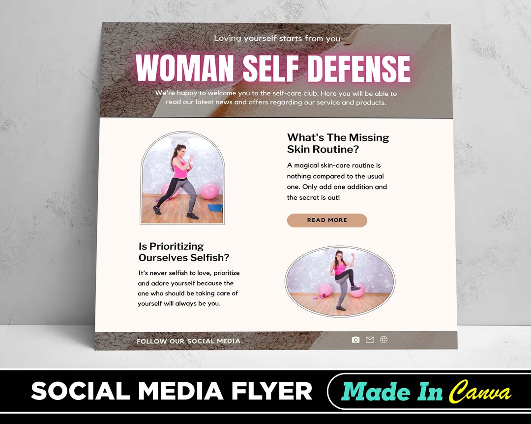 Woman Self Defense Flyer, DIY Canva Woman Self Defense Flyer Template ...