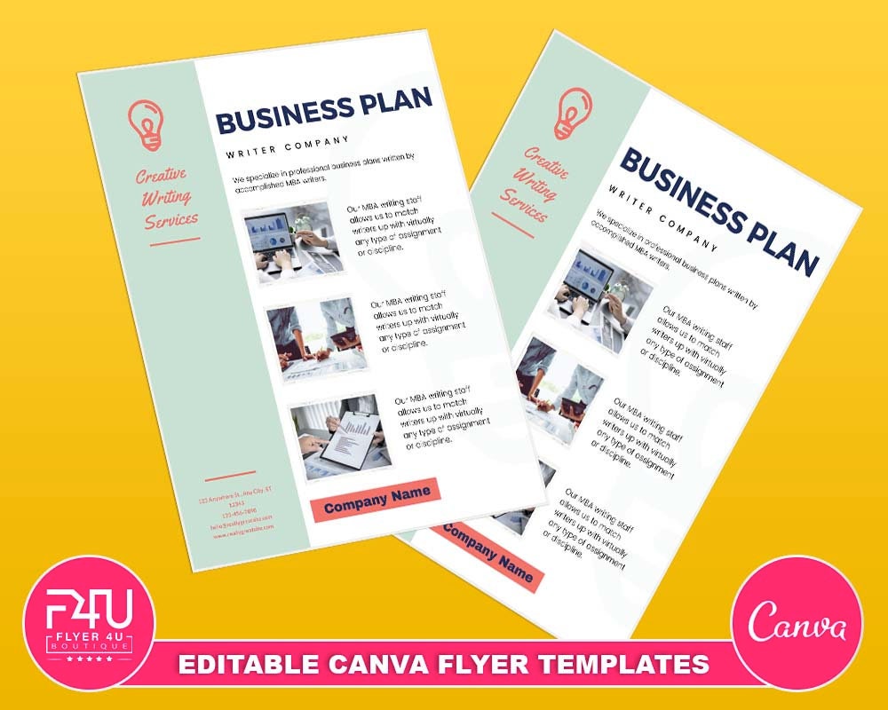 Business Plan Writer Flyer DIY Canva Business Plan Writer - Etsy