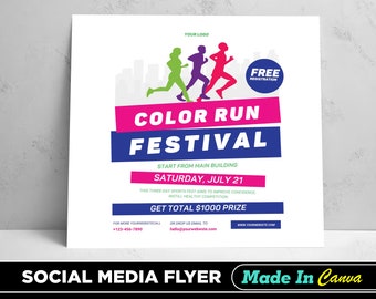 Color Run Flyer Template - Etsy