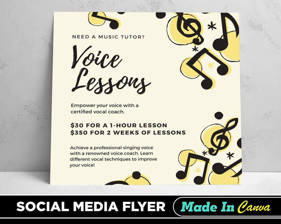 Voice Lessons Flyer, DIY Canva Voice Lessons Flyer Template 2022 ...