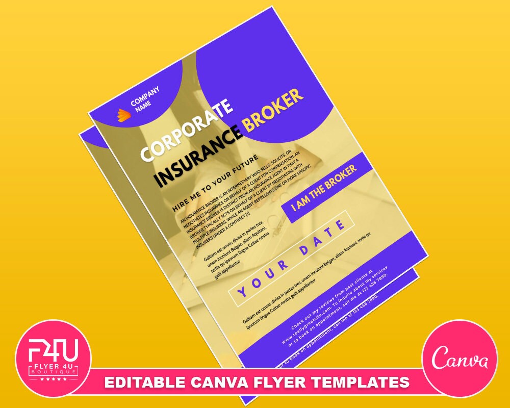 Dépliant de courtier d'assurance d'entreprise, modèle de dépliant de ...