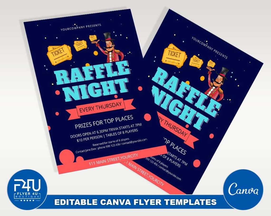 Raffle Flyer DIY Canva Raffle Flyer Template 2022 Editable - Etsy
