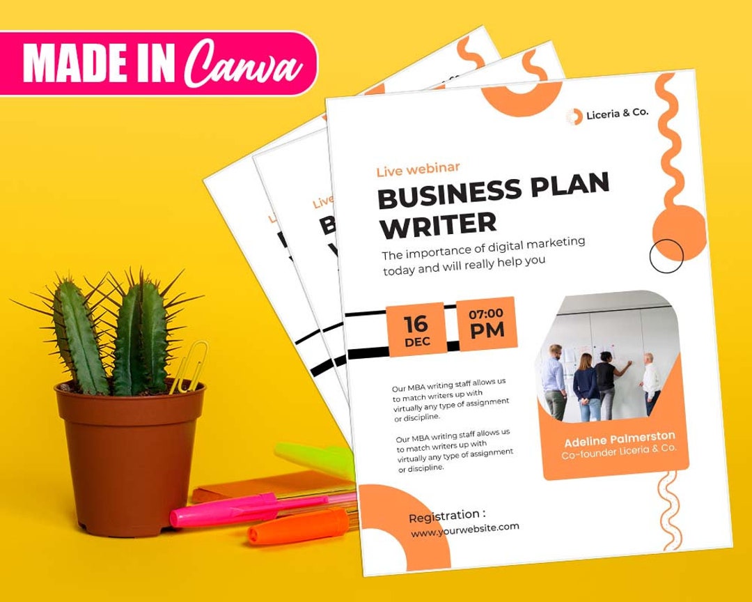 Business Plan Writer Flyer, DIY Canva Business Plan Writer Flyer ...