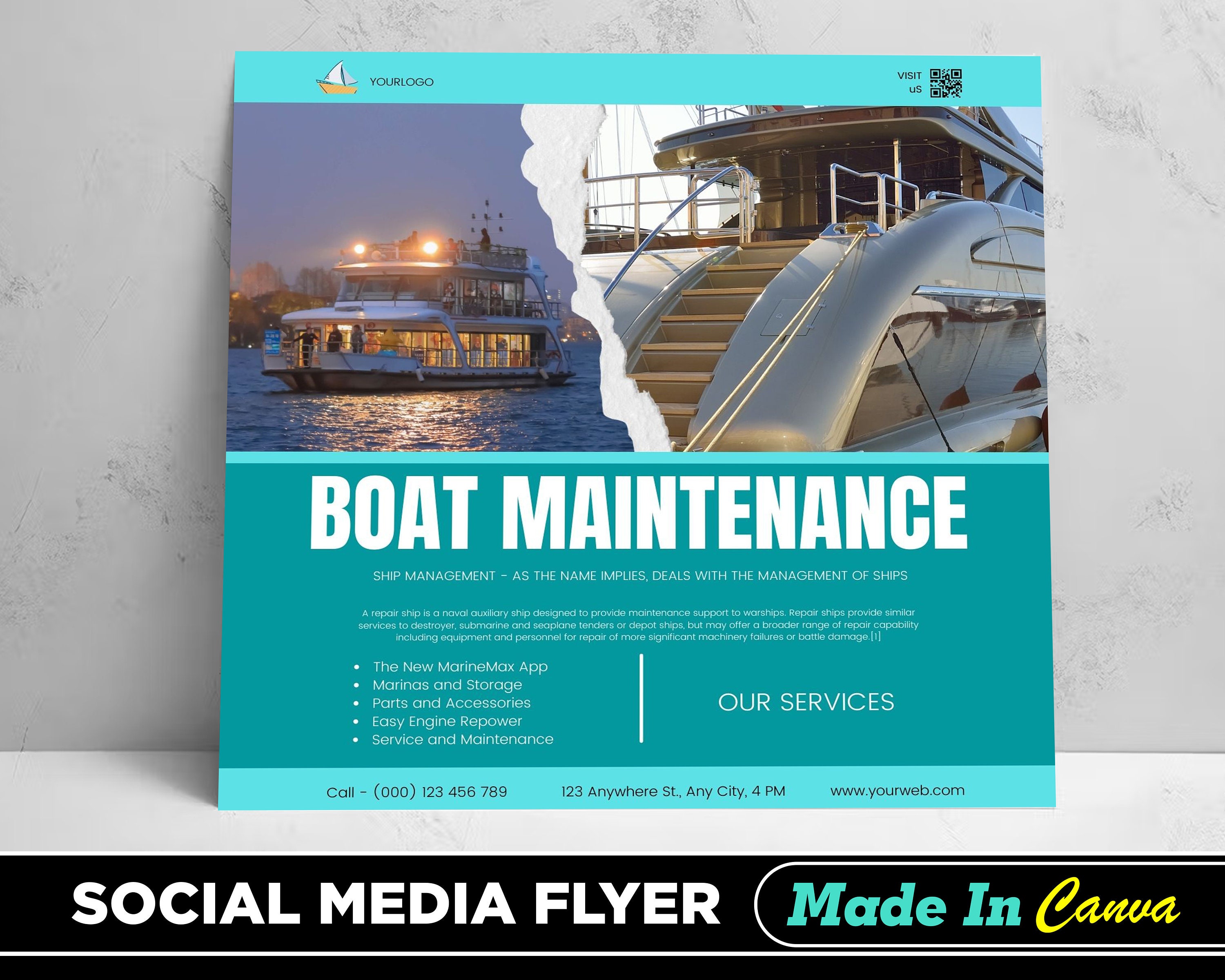 Boat Maintenance Flyer, DIY Canva Boat Maintenance Flyer Template 2022 ...