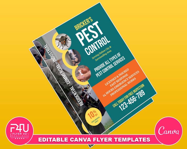 Pest Control Service Flyer, DIY Canva Pest Control Service Flyer ...