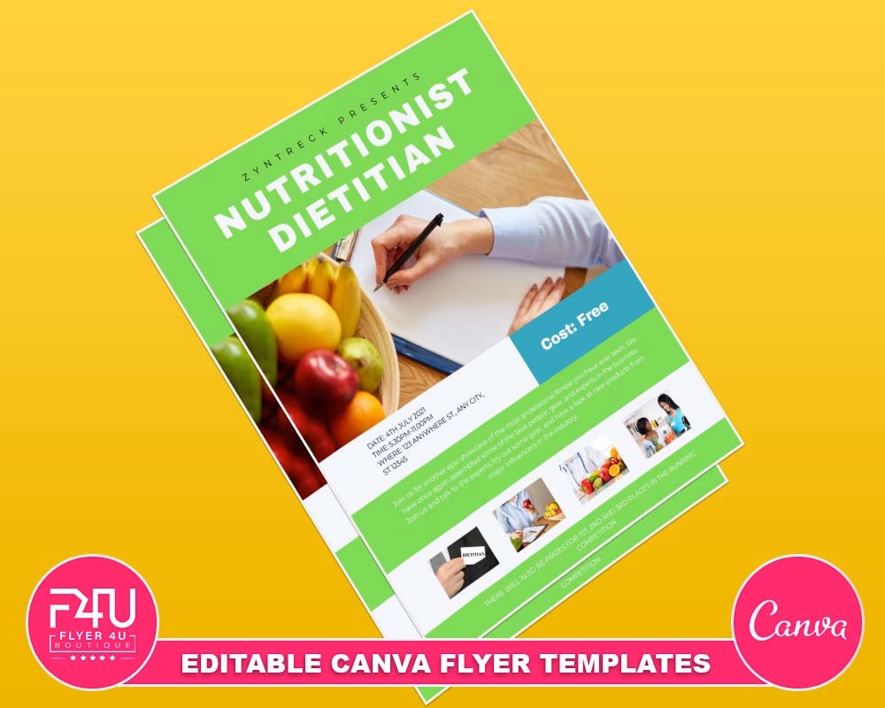 Nutritionist Dietitian Ads Flyer, DIY Canva Nutrition Weight Loss Flyer ...