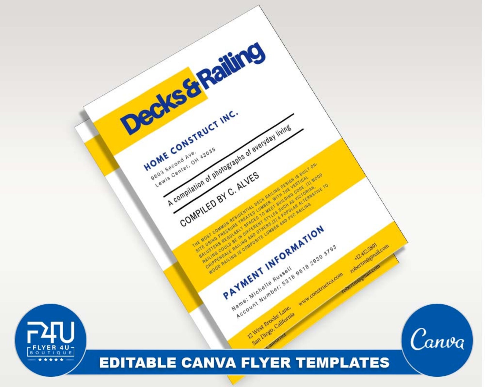 Decks and Railing Flyer DIY Canva Decks & Railing Template | Etsy