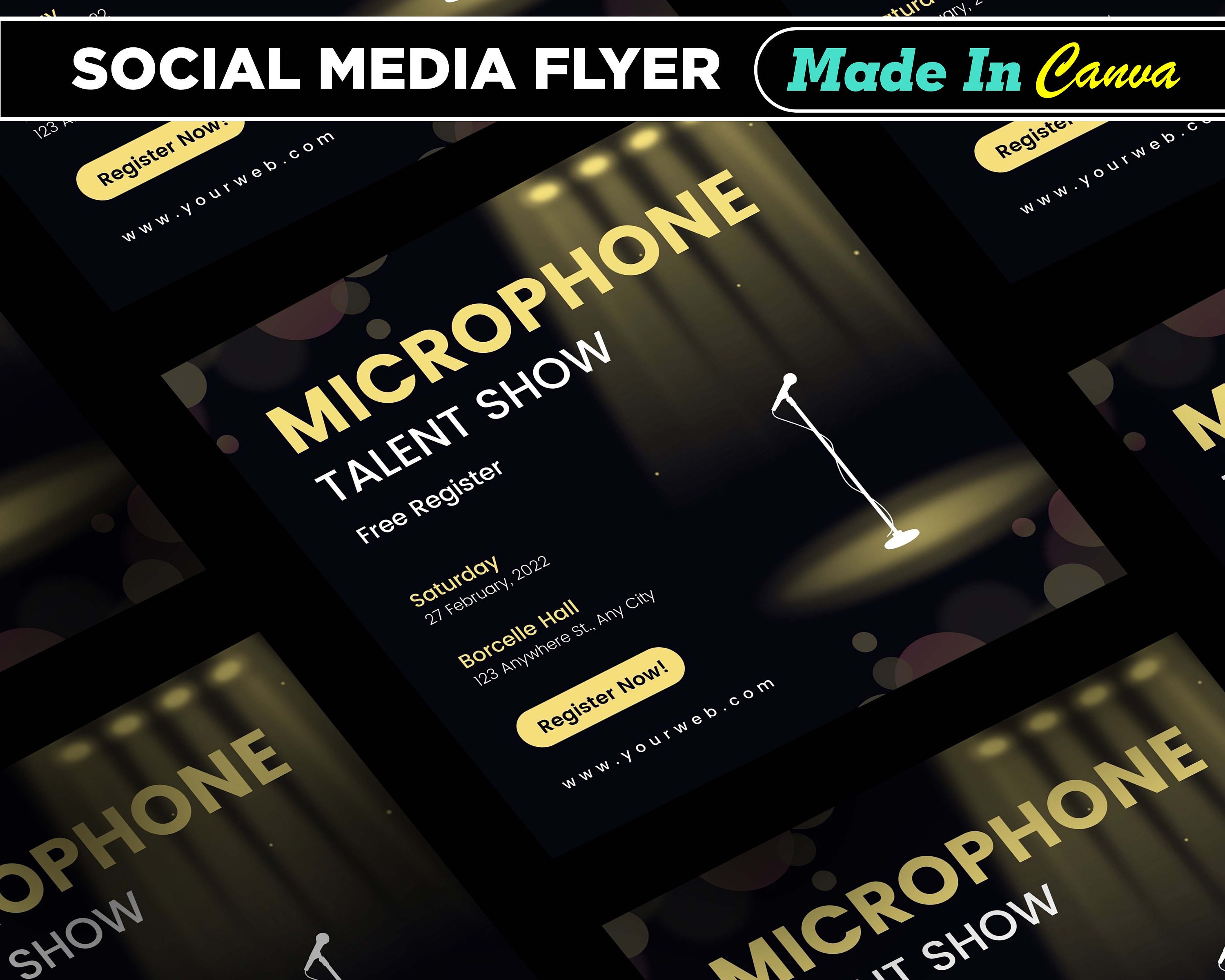 Microphone Talent Show Flyer, DIY Canva Microphone Talent Flyer ...