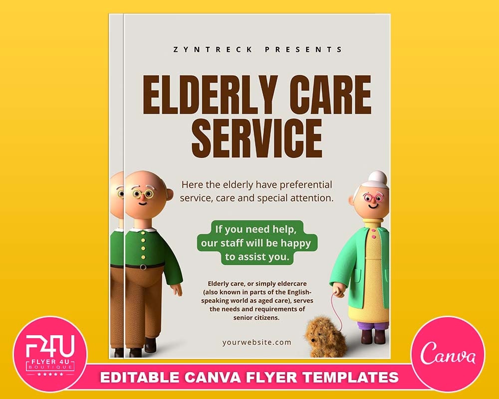 Elderly Care Service Flyer, DIY Canva Elderly Care Service Flyer ...