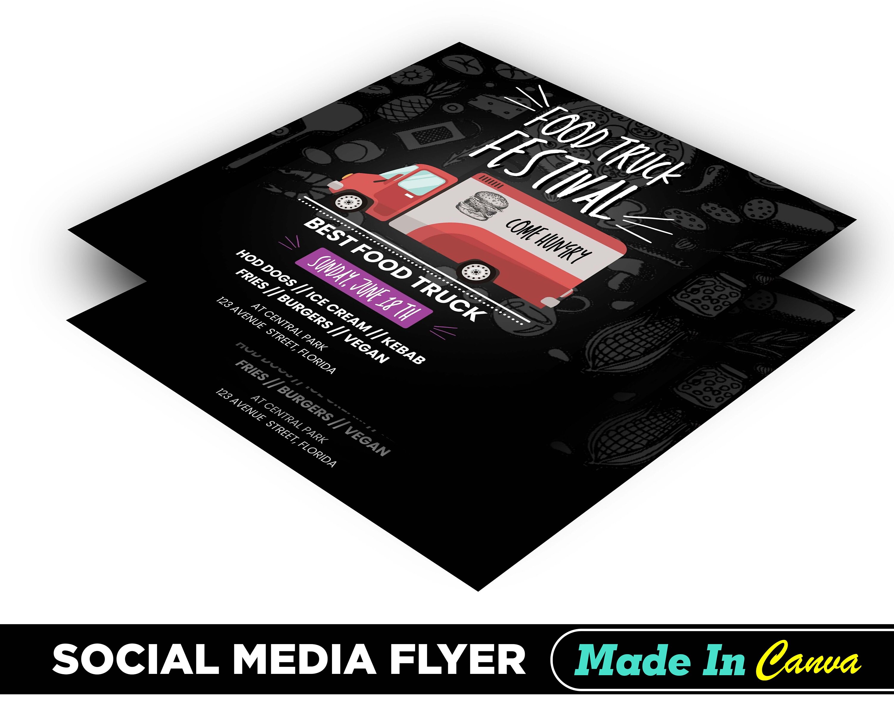 Food Truck Festival Flyer, DIY Canva Food Truck Festival Flyer Template ...