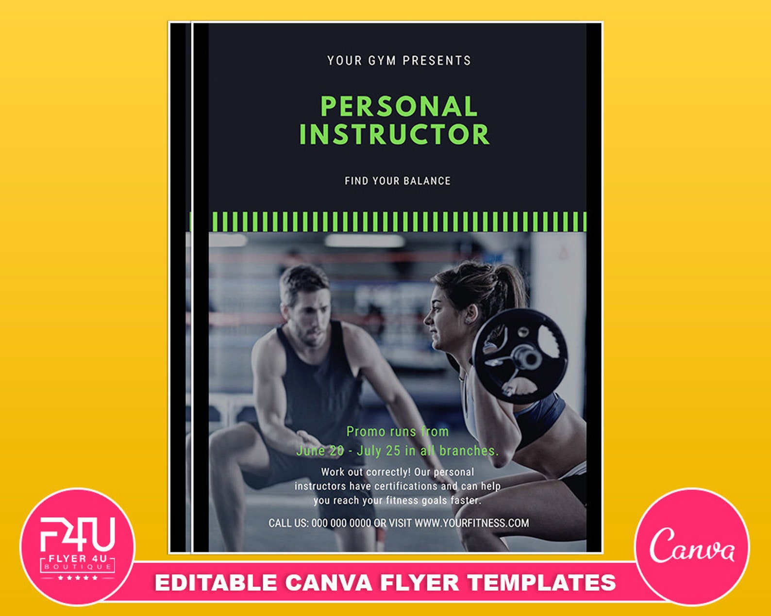 Personal Trainer Flyer, DIY Canva Personal Trainer Flyer Template 2022 ...