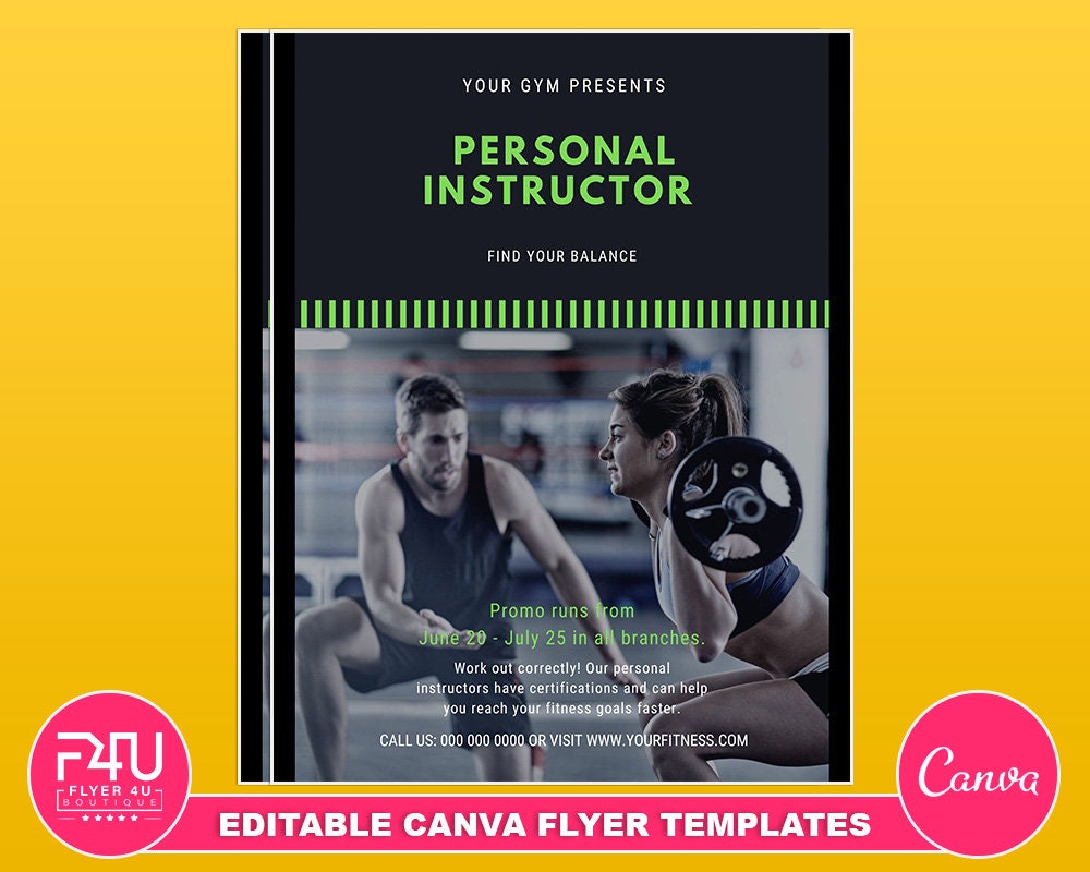 Personal Trainer Flyer, DIY Canva Personal Trainer Flyer Template 2022 ...