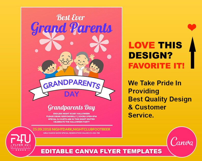 Grandparents Day Flyer, DIY Canva Grandparents Day Flyer Template 2022 ...