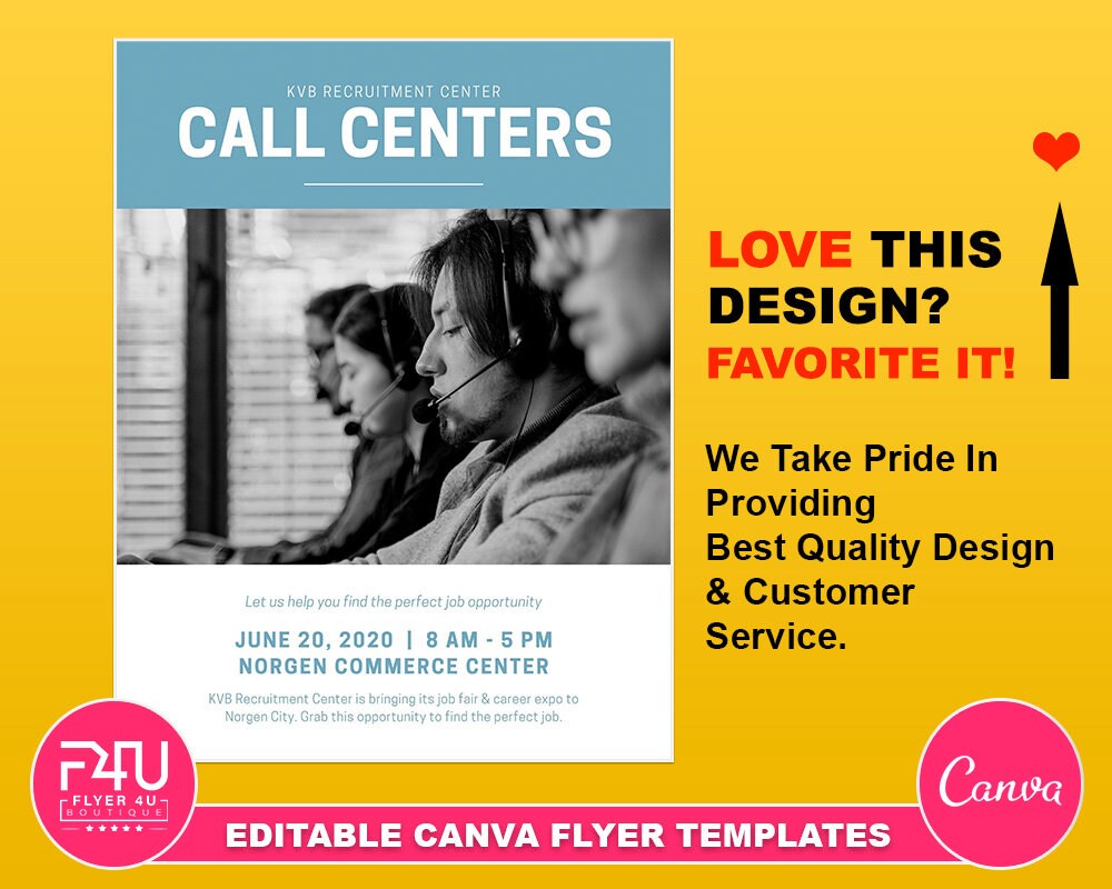 Call Centers Flyer, DIY Canva Call Centers Flyer Template, Editable ...