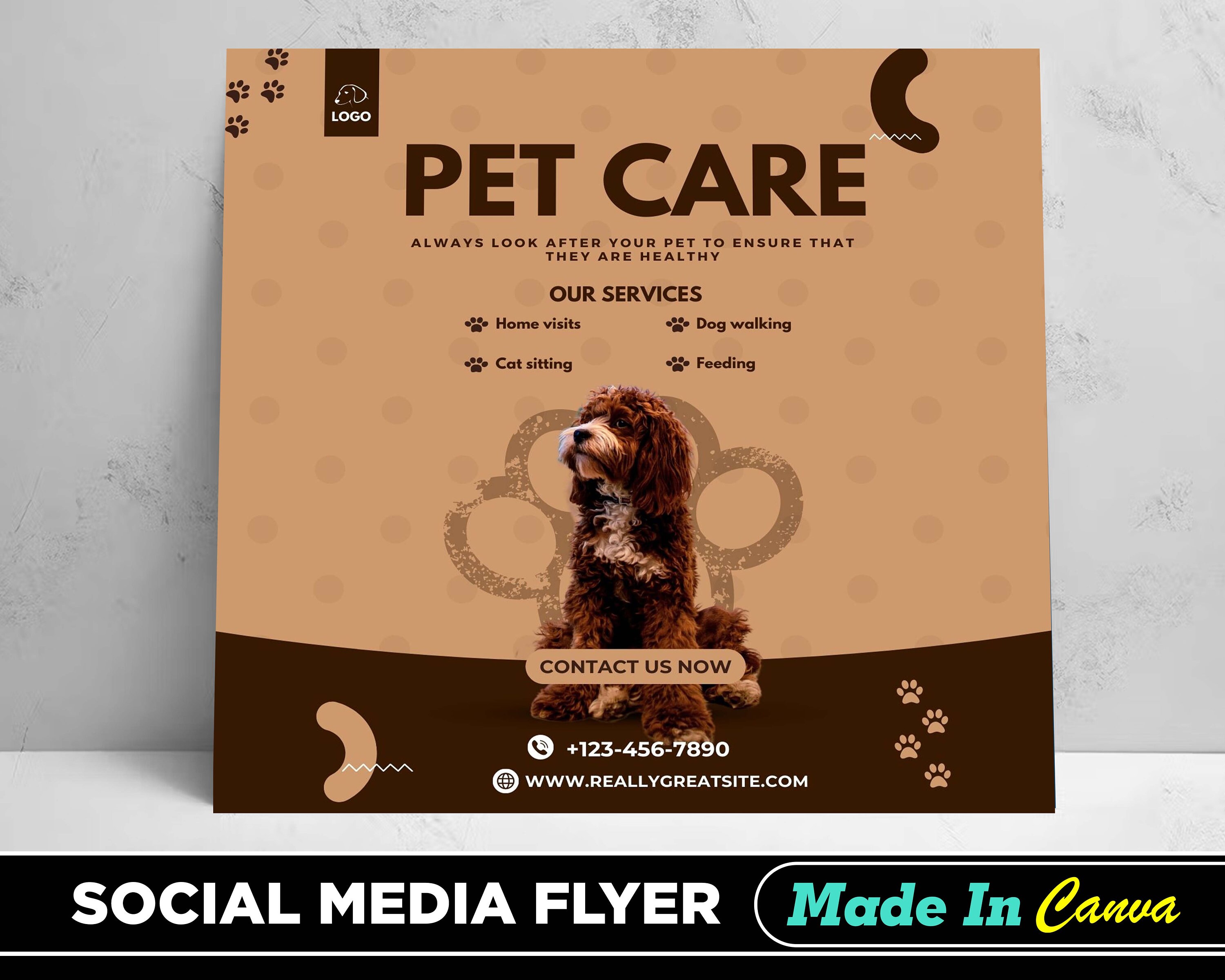 Pet Care Flyer, DIY Canva Pet Care Flyer Template 2022, Editable Canva ...