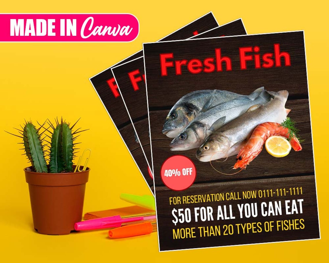 Fish Sale Flyer DIY Canva Fish Sale Templates Editable Canva - Etsy