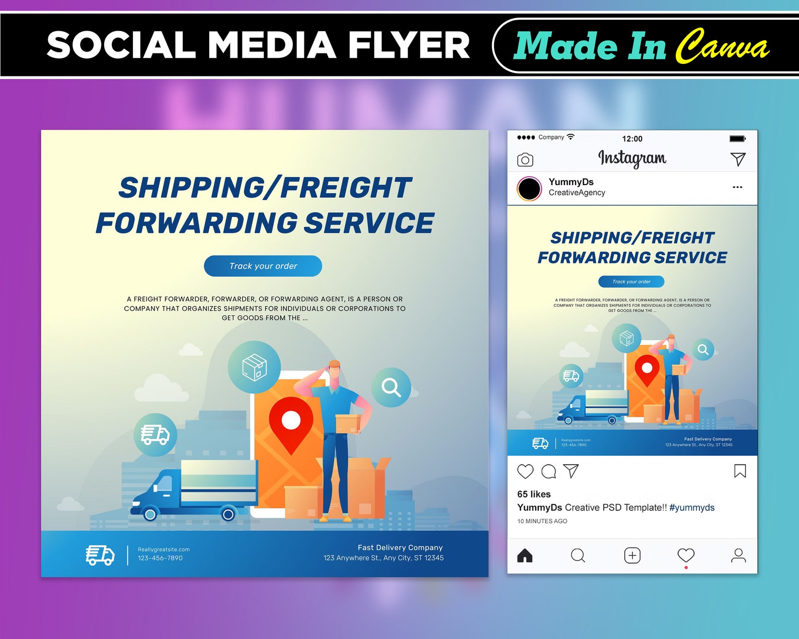 Shipping Freight Forwarding Flyer, DIY Canva Shipping Freight ...